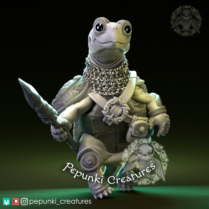 Land Turtle With Spear - Spearman - Pepunki Creatures - 3D Printed ...