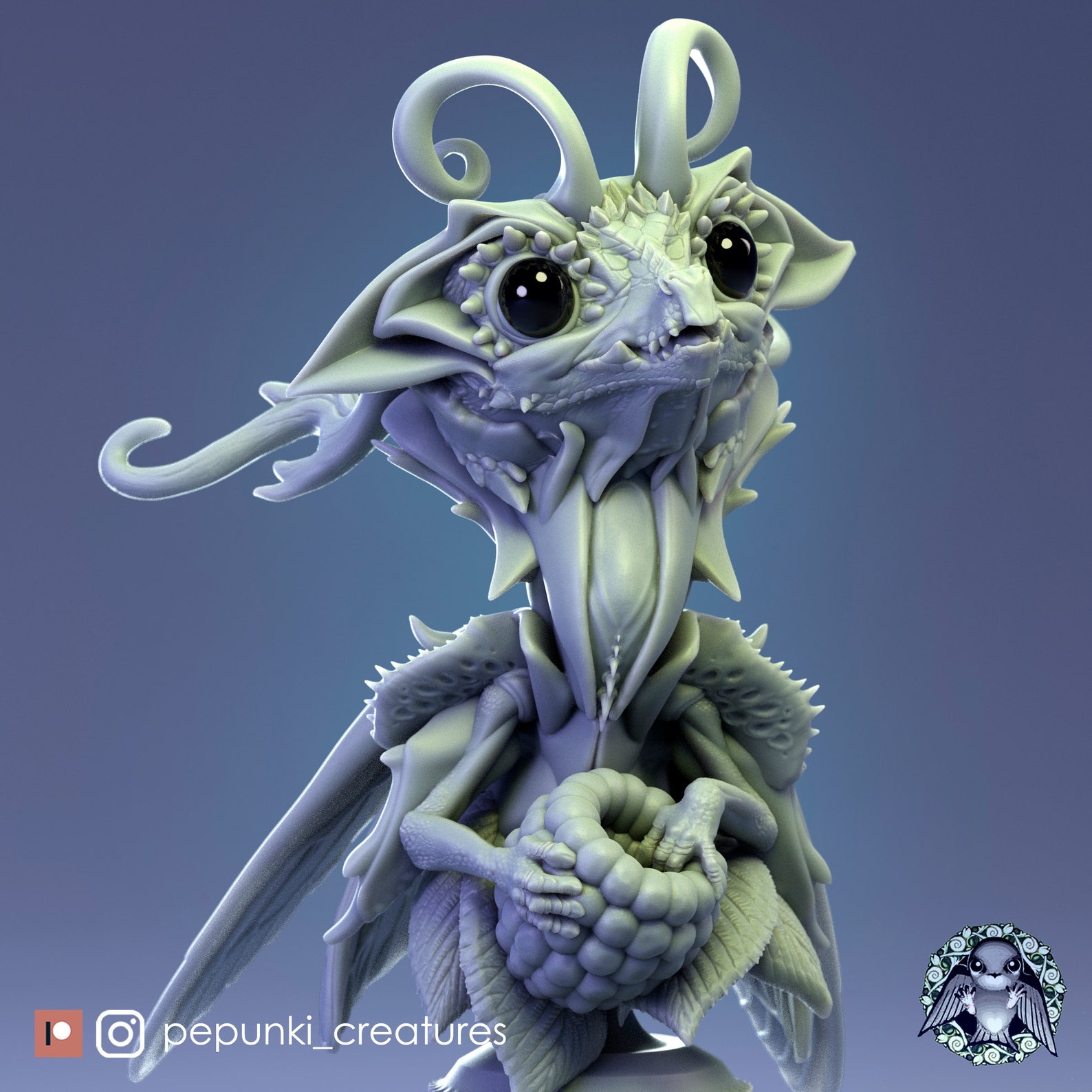 Fairy Raspberry Dragon Bust Designed by Pepunki Creatures 3D Printed ...