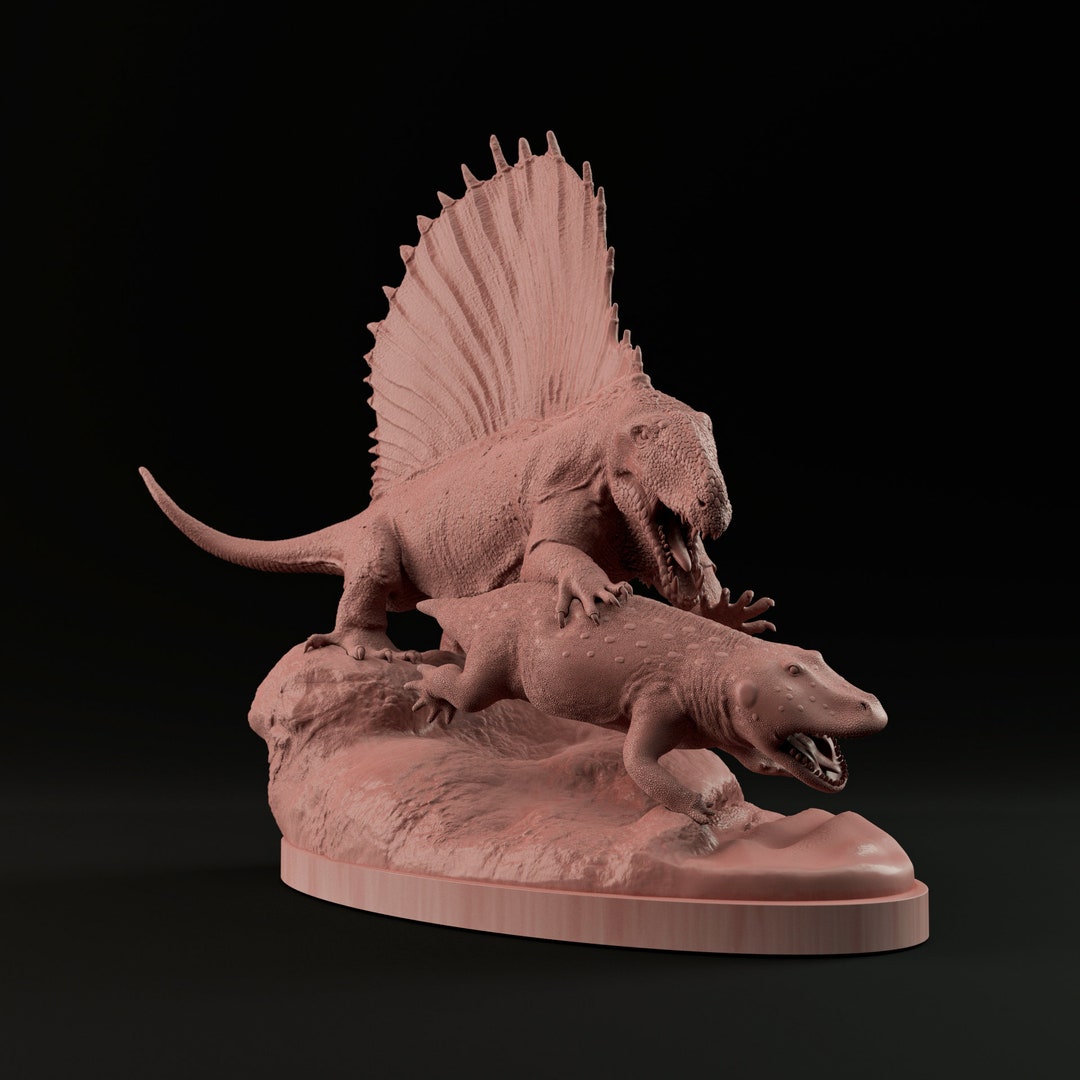Dimetrodon Hunting Eryops - Designed by Dino and Dog - 3D Printed ...