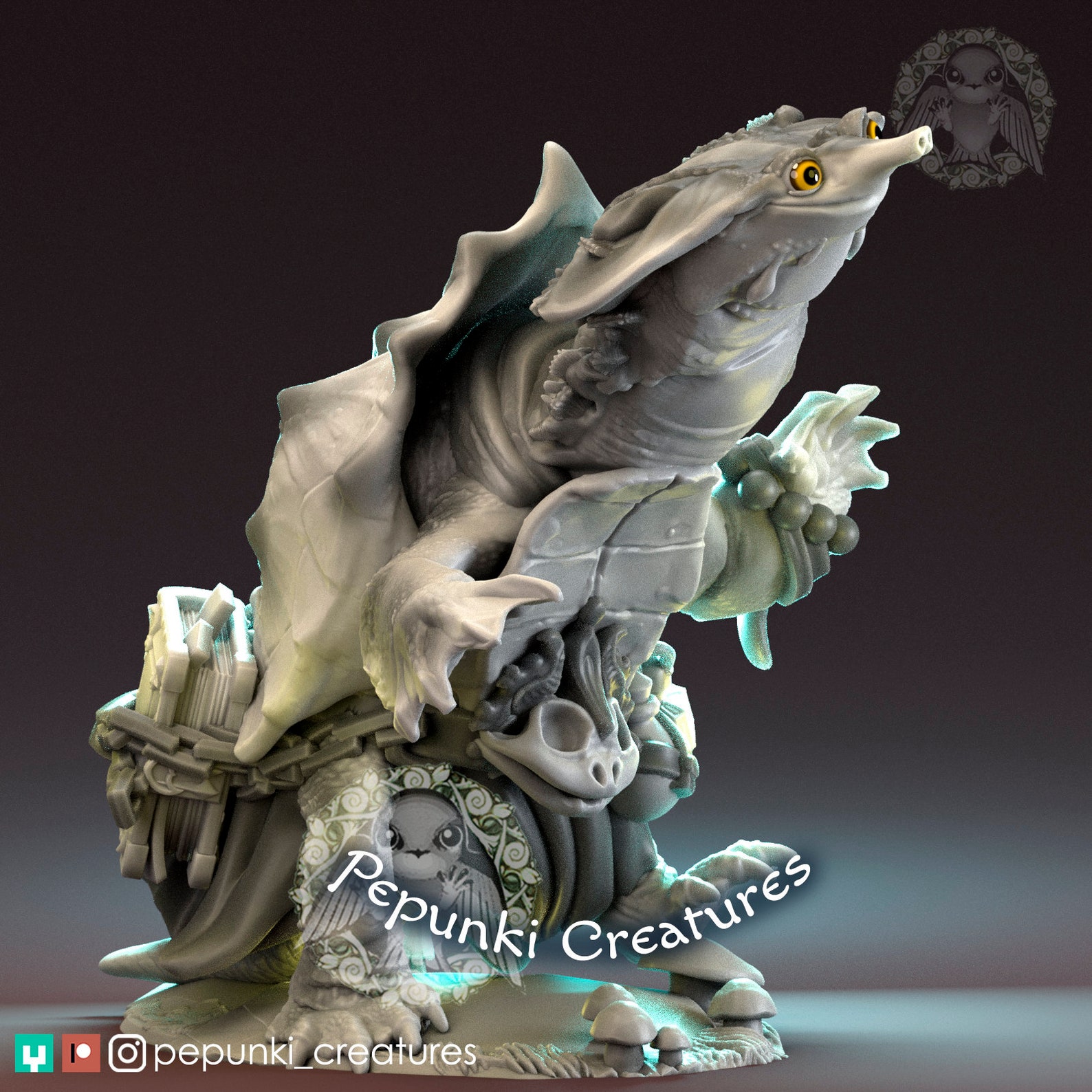 Mata Mata Sorcerer Turtle - Mage - Pepunki Creatures - 3D Printed ...