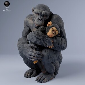 Chimpanzee 4 Styles 3D Printed Miniature Designed by Animal Den ...