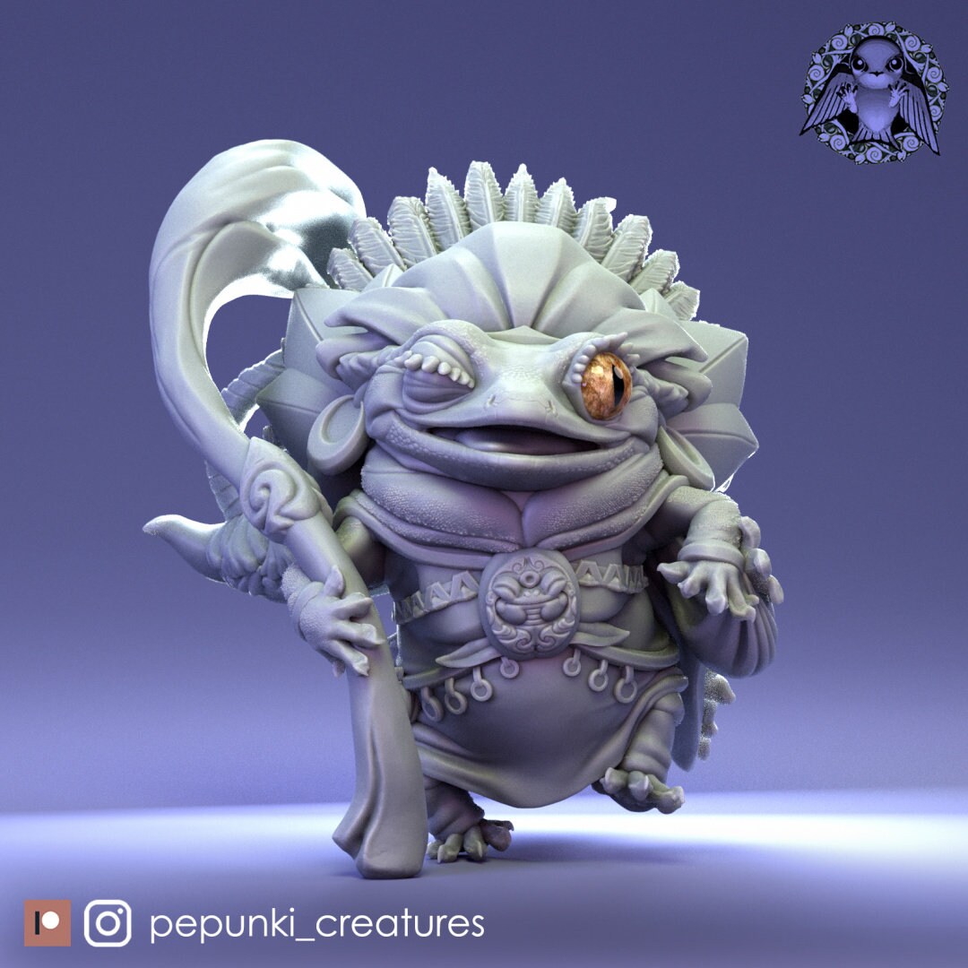 Gecko Shaman - Pepunki Creatures - 3D Printed Miniature - Gaming ...