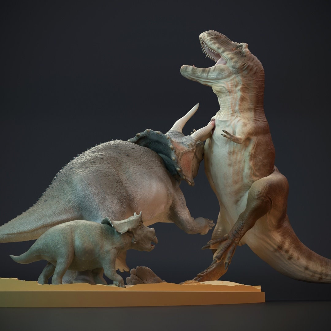 Tyrannosaurus Rex Vs Triceratops And Ankylosaurus