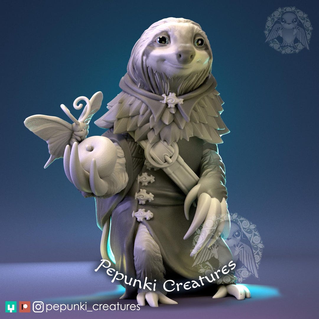 Sloth Family - Pepunki Creatures - 3D Printed Miniature - Gaming ...