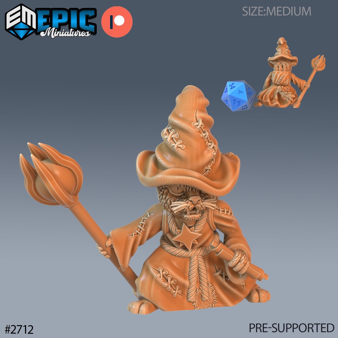 Cat Folk Wizard 3D Printed Miniature Designed by Epic Miniatures Gaming ...