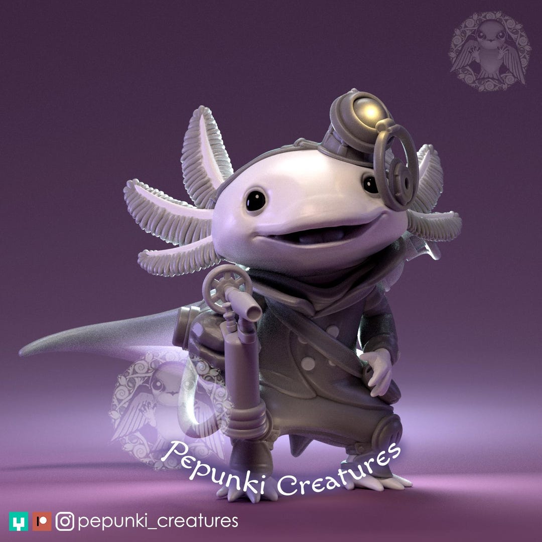 Axolotl Mech - Pepunki Creatures - 3D Printed Miniature - Gaming ...
