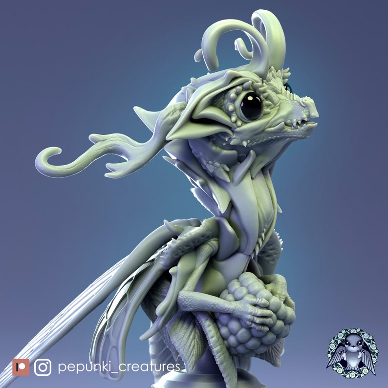 Fairy Raspberry Dragon - Bust - Designed by Pepunki Creatures - 3D ...