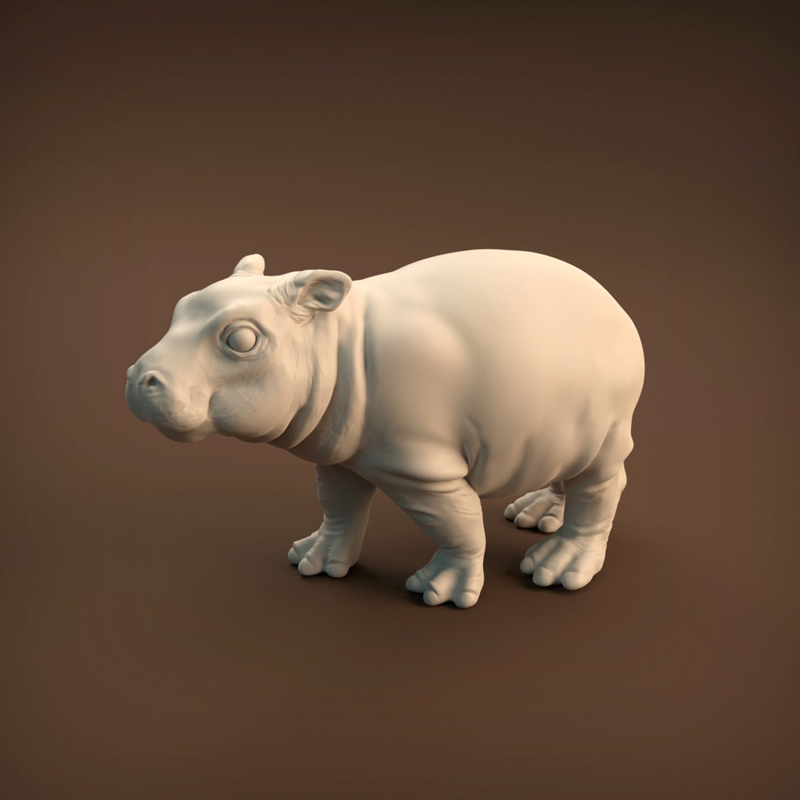 Baby Hippo 3D Printed Miniature Figurine Sculpture - Etsy