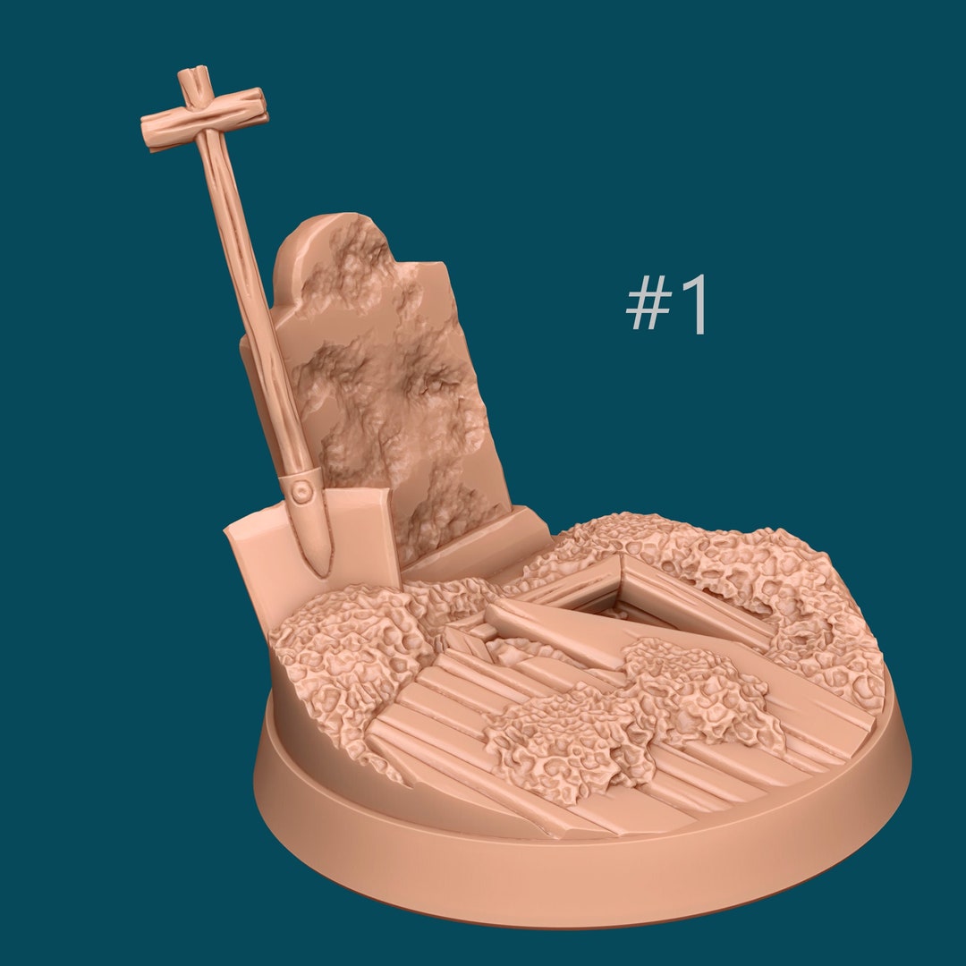 Graveyard Bases 5 Styles 3D Printed Miniature Designed by Awkward ...