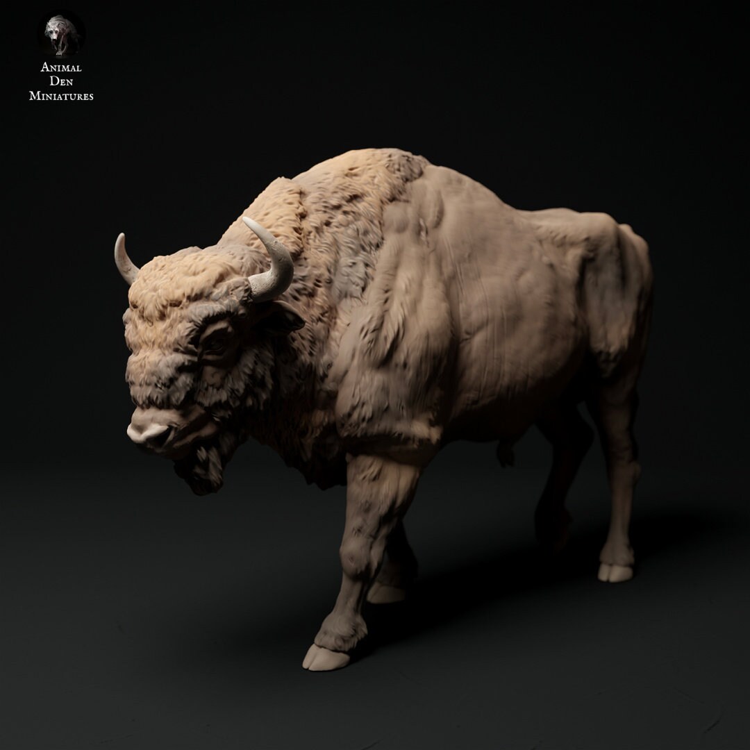 European Bison 4 Styles 3D Printed Miniature Designed by Animal Den ...