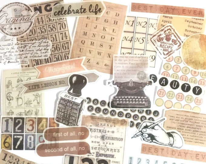 60 Pcs Writing Tools Large Washi Sticker, Retro Typewriter Sticker Pack ...