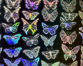 20 Pcs Butterfly Holographic Sticker, Butterflies Shiny, Iridescent ...