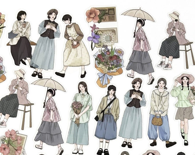 20 Pcs Vintage Forest Clear Sticker Book, PVC Sticker Sheet, Scrapbook ...