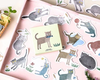 45 Pcs Cute Cat Sticker Cats Kitten Sticker Flakes Pet | Etsy