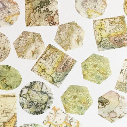 40 Pcs Vintage World Map Washi Sticker Retro Globe Sticker - Etsy