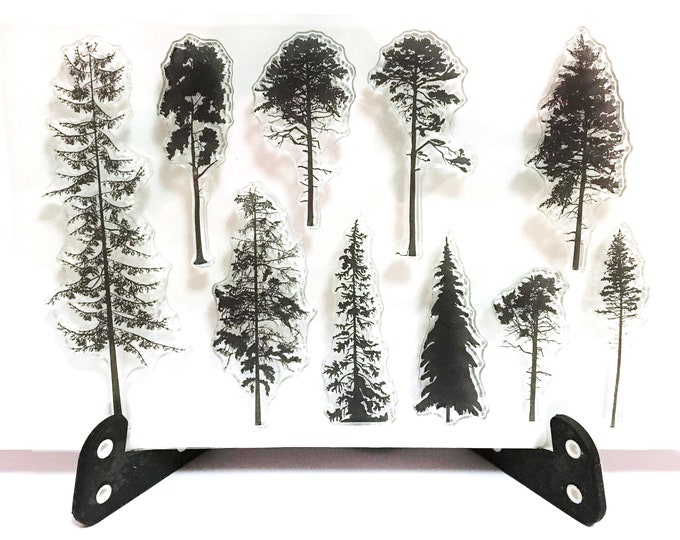 Tree Stamp, Trees Clear Transparent Stamp, Tree Silhouette Rubber Stamp ...