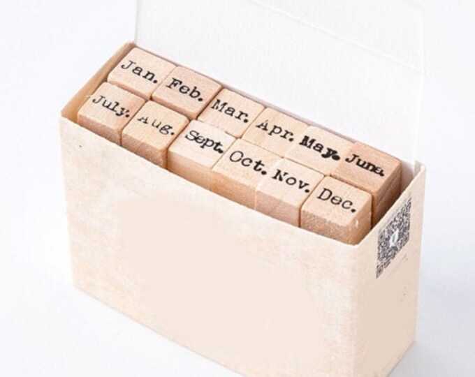 Set of 12 Month Stamp, Months of the Year Wooden Stamp, Rubber Stamp ...