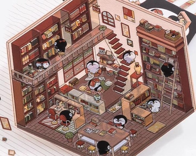 3D DIY Library Sticker, Scene Stickers, Journal Kit, Scrapbooking ...