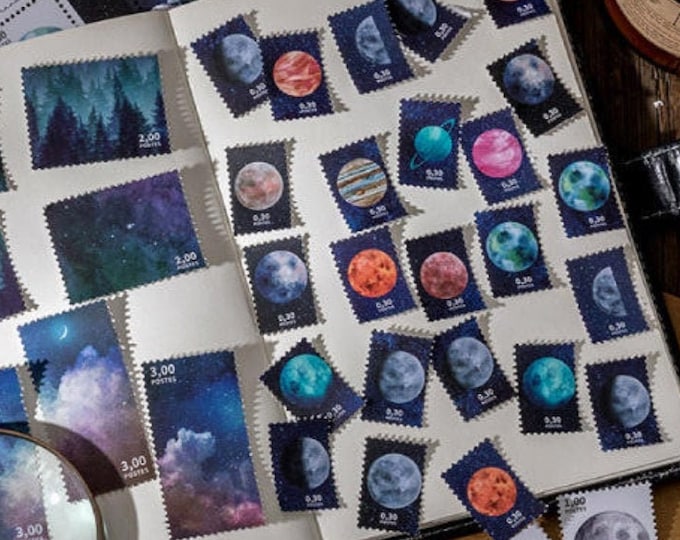 40 Pcs Galaxy Stamps Sticker, Non Postal Value, Celestial Postal ...