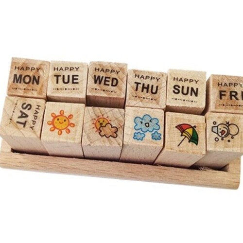 Set of 12 Month Stamp Months of the Year Wooden Stamp Rubber - Etsy