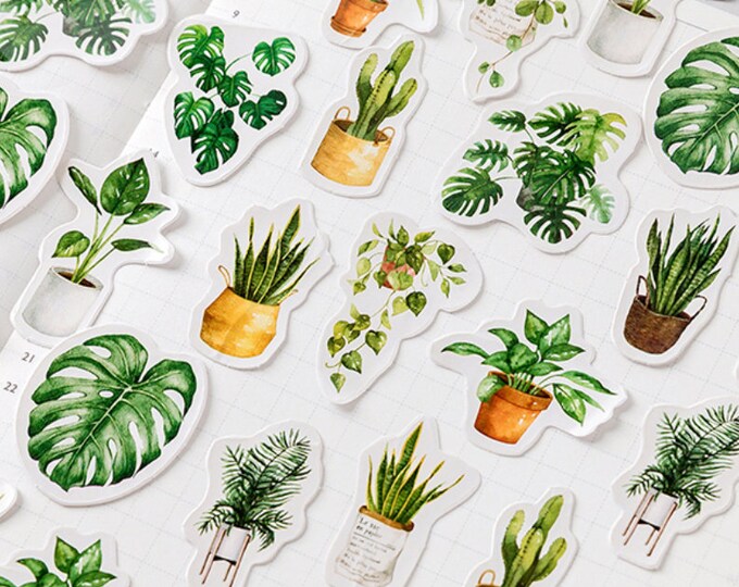 45 Pcs Potted Plants Sticker Tropical Leaves Sticker Flakes - Etsy