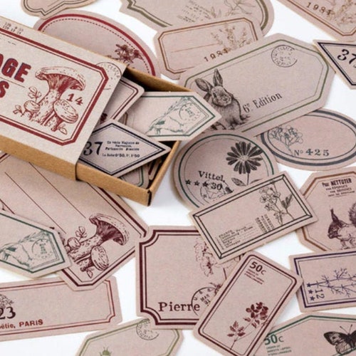 60 Pcs Vintage Labels Sticker Forest Animals Scrapbook Junk - Etsy
