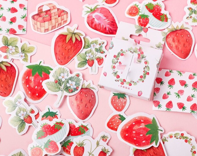 45 Pcs Strawberry Watercolor Sticker, Fruit Sticker Flakes, Stickers ...