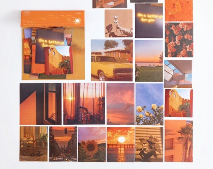 40 Pcs Orange Aesthetic Sticker Pack, Scrapbooking, Junk Journal Kit ...