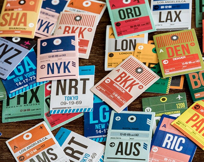 45 Pcs Luggage Tag Sticker Pack, Journal Ephemera, Travel Tag, Ticket ...