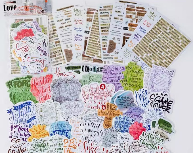 100 Pcs Quotes Aesthetic Sticker Pack, Junk Journal Kit, Journal ...