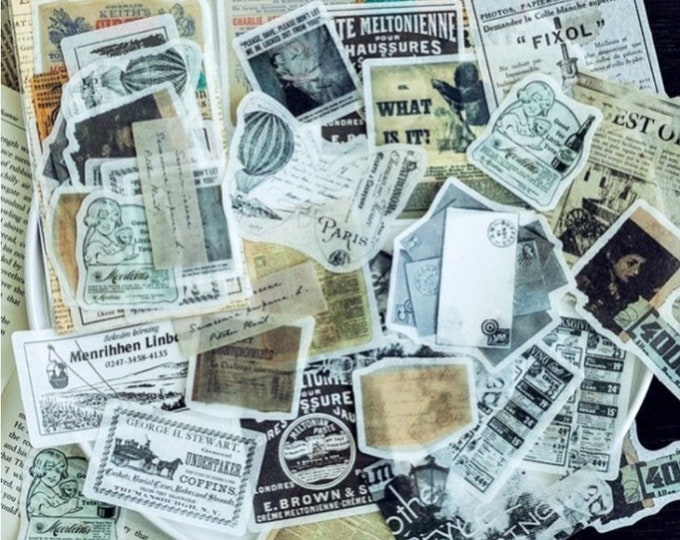 60 Pcs Retro Newspapers Large Washi Sticker Papers Junk - Etsy