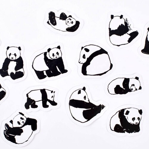45 Pcs Panda Sticker Cute Panda Sticker Flakes Animal - Etsy
