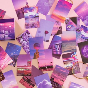 50 Pcs Purple Aesthetic Sticker, Sticker Pad, Booklet, Travel Journal ...