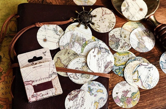 45 Pcs Vintage World Map Sticker Antique Map Stamp Sticker | Etsy