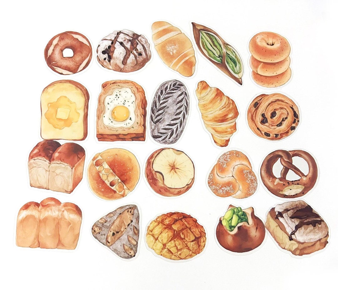 20 Pcs Bread Clear Sticker Pack, Scrapbook Stickers, Junk Journal Kit ...
