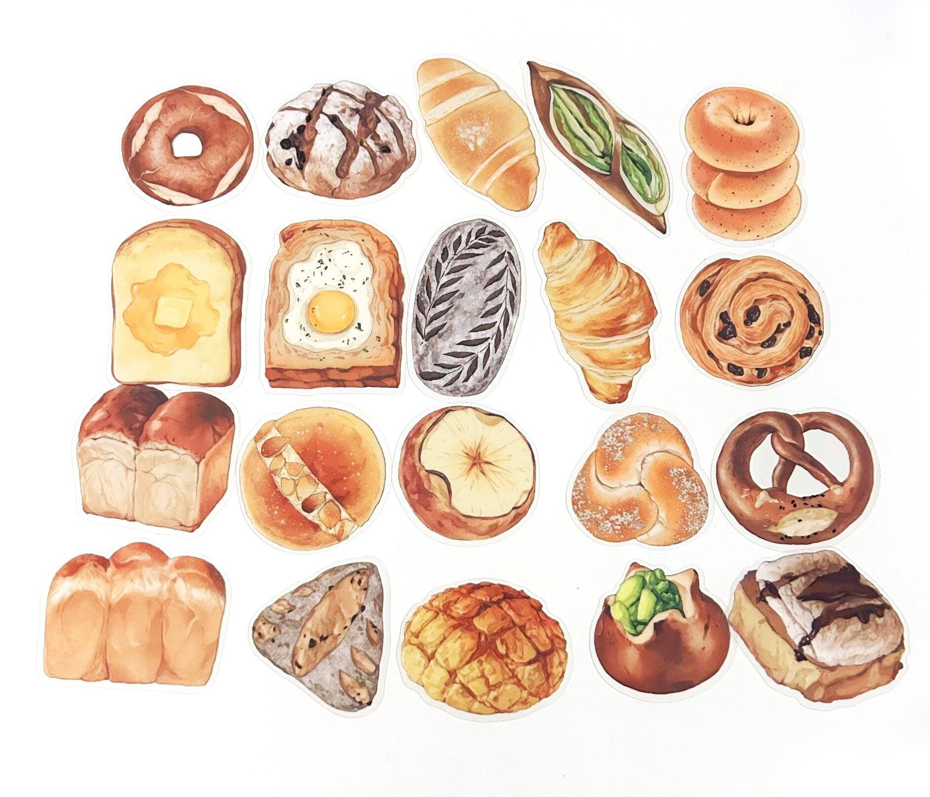 20 Pcs Bread Clear Sticker Pack, Scrapbook Stickers, Junk Journal Kit ...