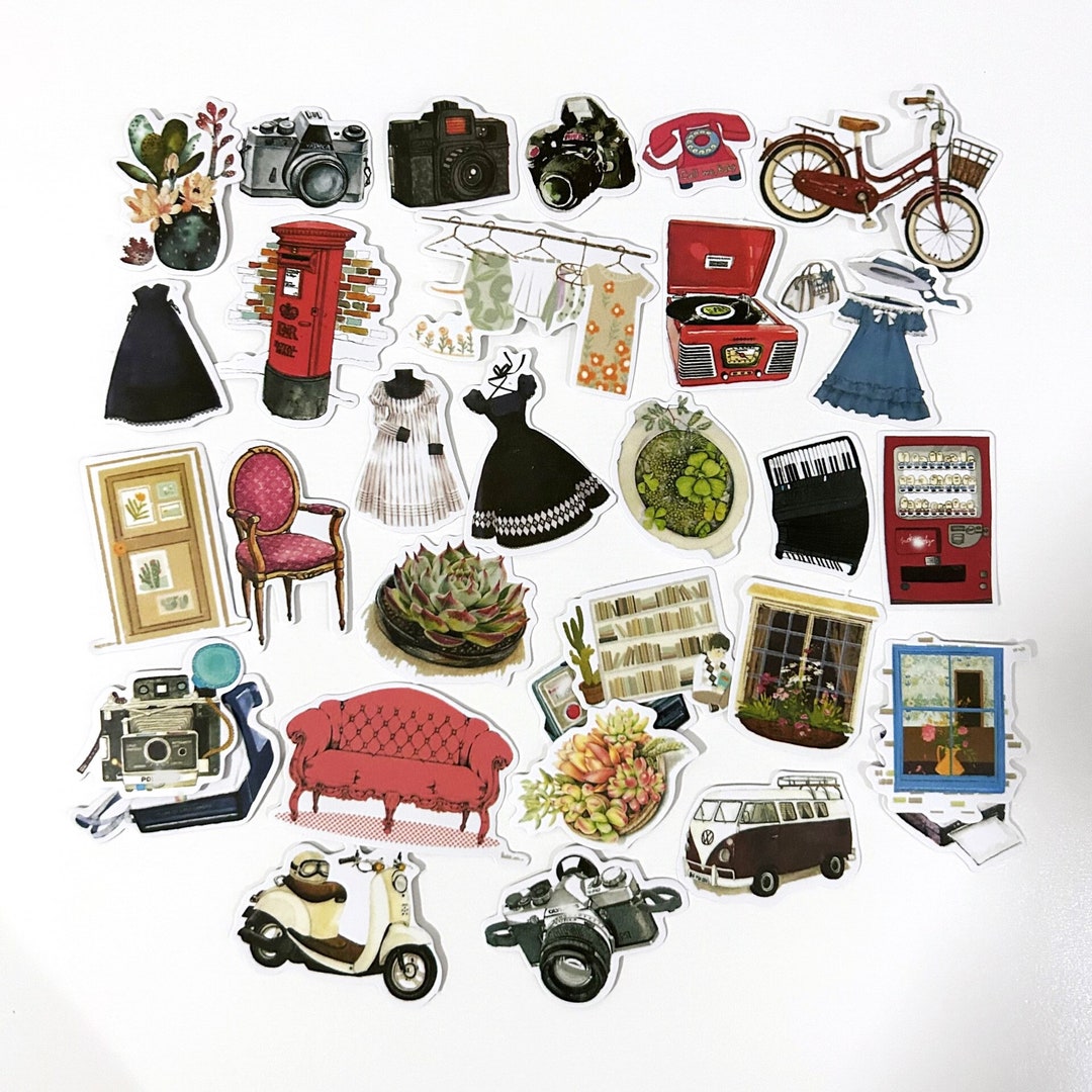 31 Pcs Vintage Life Sticker, Retro Camera Sticker Pack, Junk Journal ...