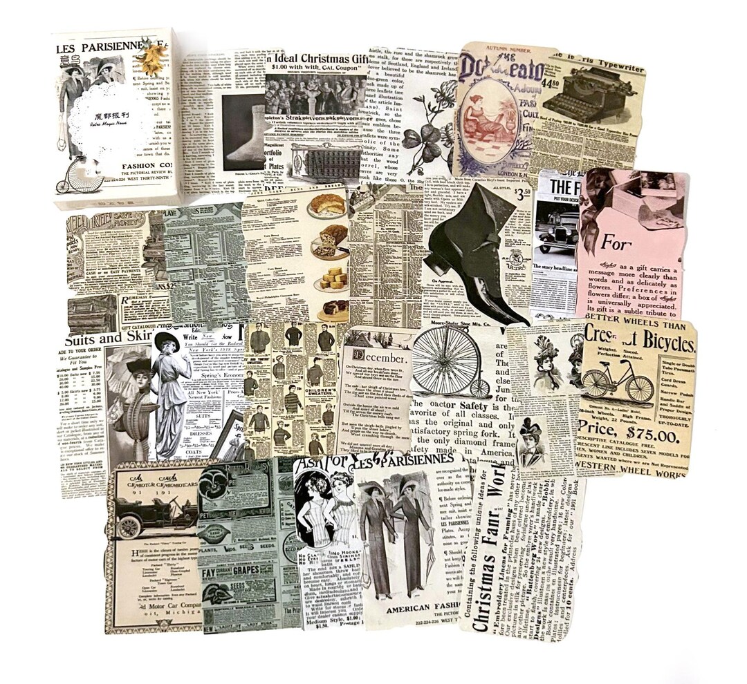 24 Pcs Retro Advertisements Sticker, Newspapers Sticker Pack, Scrapbook ...