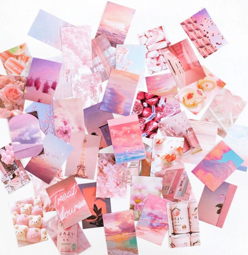 50 Pcs Pink Aesthetic Sticker Sticker Pad Booklet Junk - Etsy