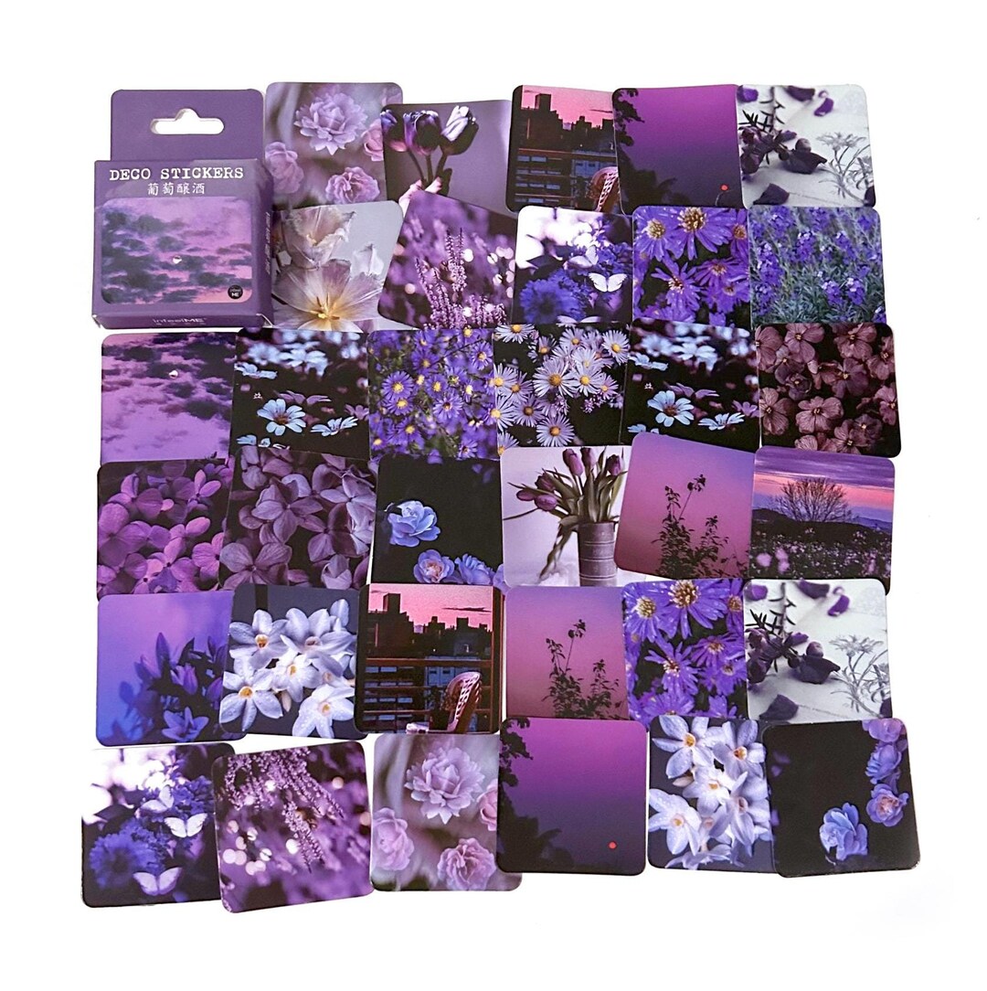 46 Pcs Purple Aesthetic Stickers, Scenery Sticker Pack, Scrapbook ...