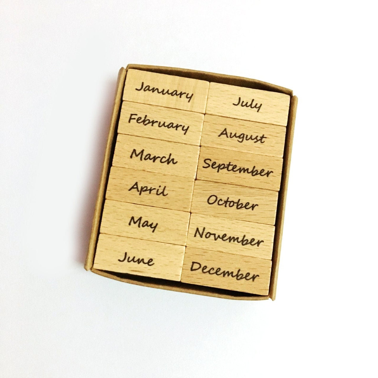 Set of 12 Months Stamp Monthly Wooden Stamp Rubber Stamp - Etsy