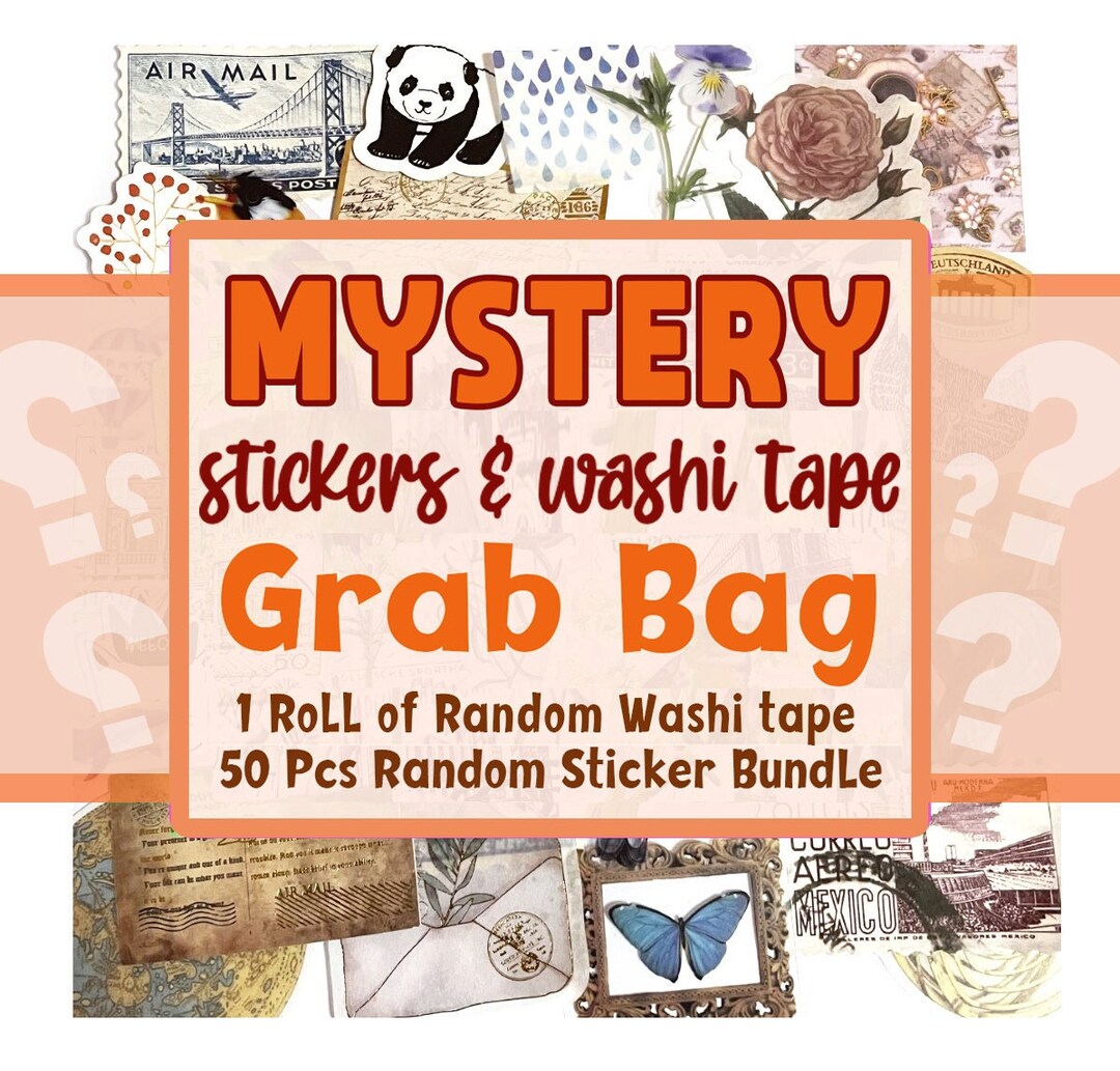 Mystery Grab Bag, 50 Pcs Sticker Pack, Washi Tape, Journal, Junk ...