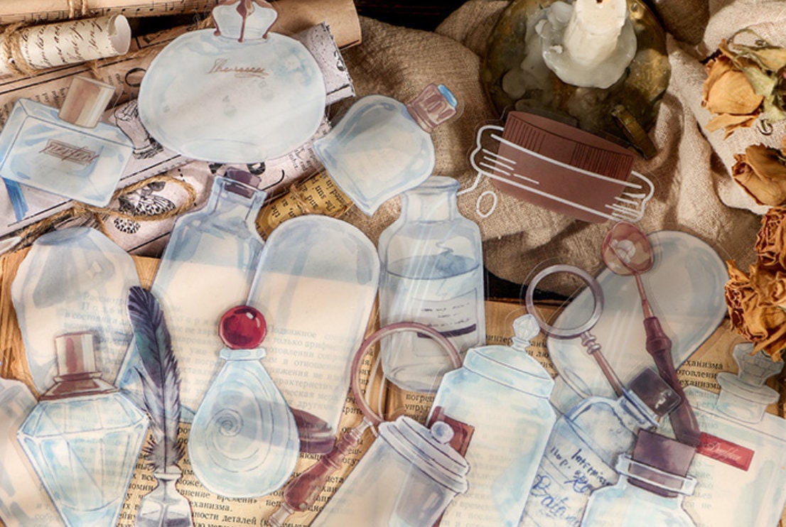 20 Pcs Glass Bottle Large Clear Sticker Bell Jar PVC Sticker | Etsy