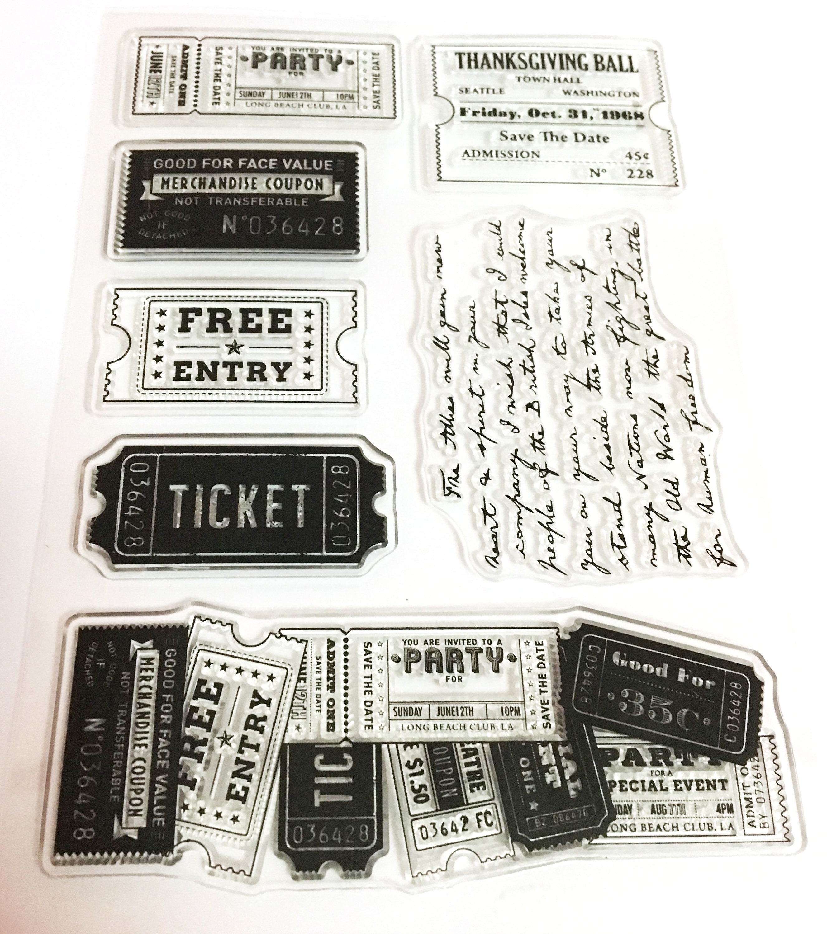 Ticket Stamp Free Entry Clear Transparent Stamp Daily Rubber - Etsy