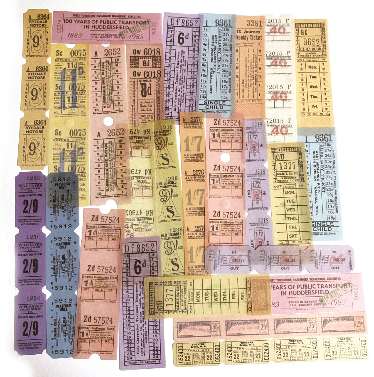 Clip Art & Image Files Admit One Coupons Scrap booking 40 Pcs Green ...