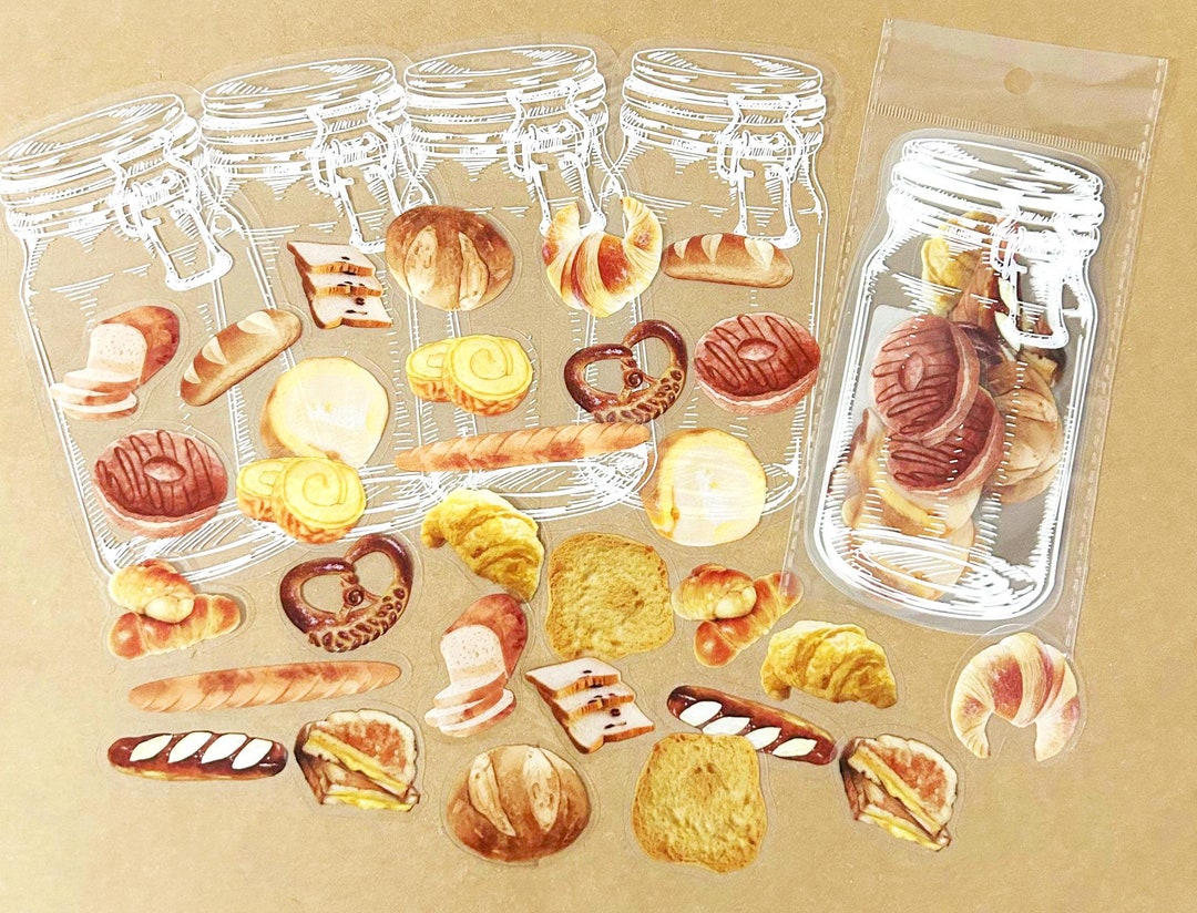 35 Pcs Bread Clear Sticker Pack, Scrapbook Stickers, Junk Journal Kit ...