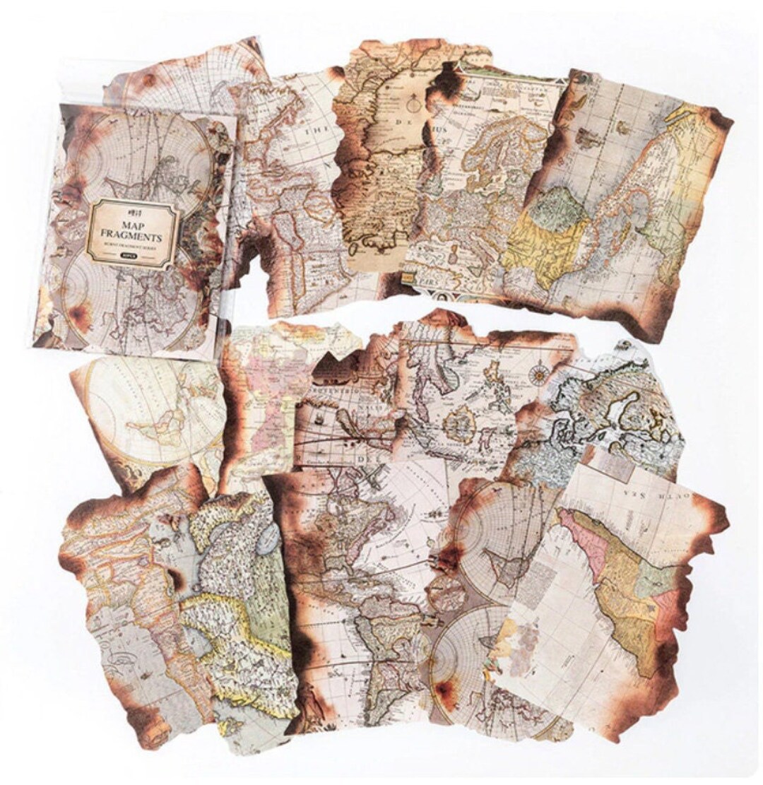 30 Pcs Vintage Map Scrapbook Papers, Junk Journal Kit, Ephemera ...
