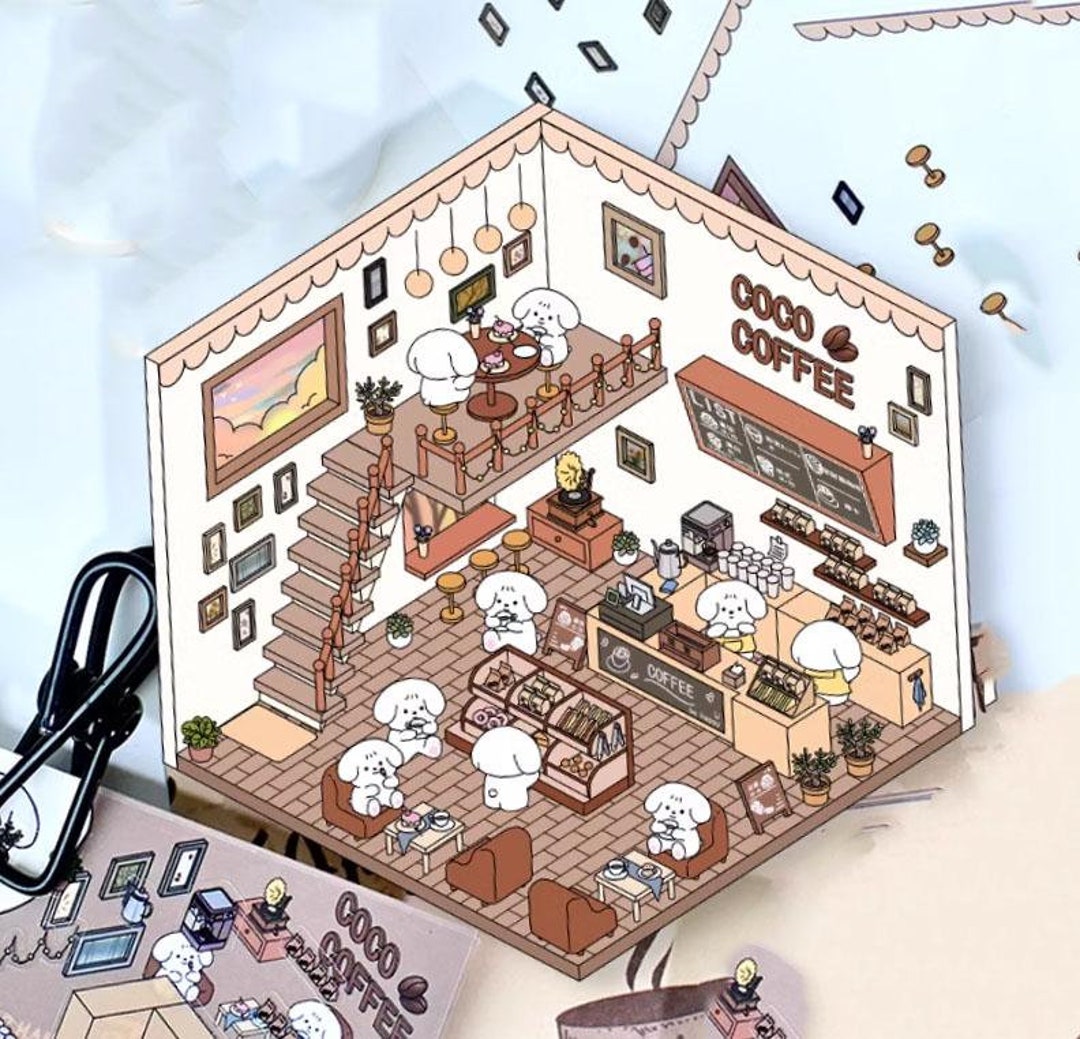 3D DIY Coffee Shop Sticker, Scene Stickers, Journal Kit, Scrapbooking ...