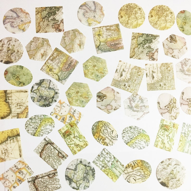 40 Pcs Vintage World Map Washi Sticker Retro Globe Sticker - Etsy