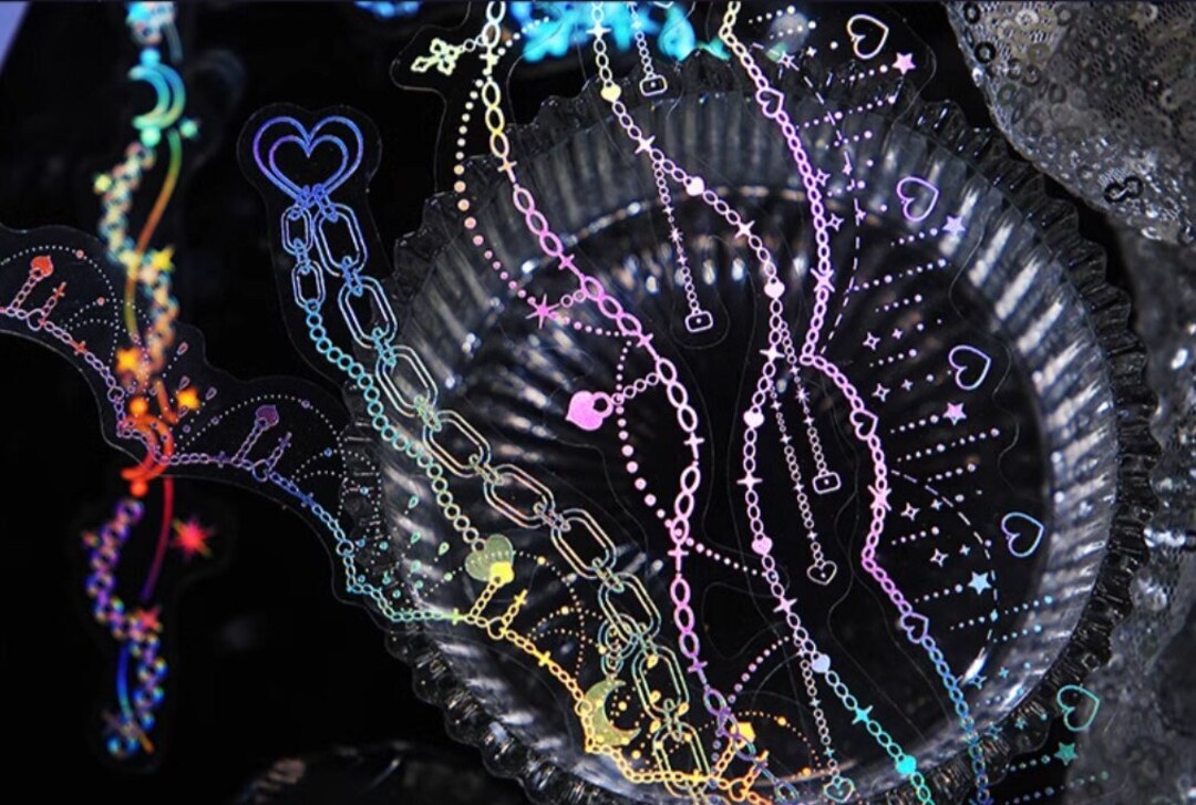 20 Pcs Chains Holographic Sticker, Shiny, Iridescent, Junk Journal ...
